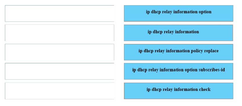 Drag Drop Drag And Drop The Cisco Ios Dhcp Relay Agent Configuration Commands From The Left 8753